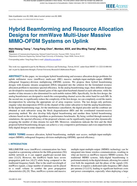Pdf Hybrid Beamforming And Resource Allocation Designs For Mmwave