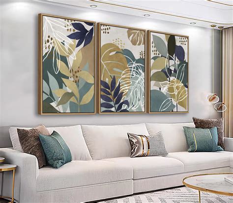 Large Botanical Wall Art For Living Room Natural Wood Float