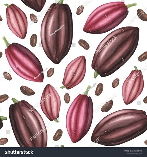 Cocoa Pod Beans Seamless Pattern On Stock Illustration 2152355745 Shutterstock