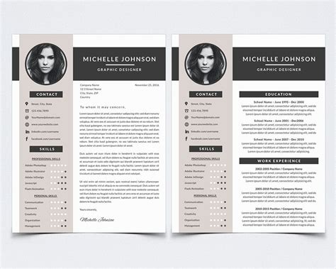 Resume Template 005 For Photoshop CV Cover Letter Portfolio Page A4 US Letter Etsy
