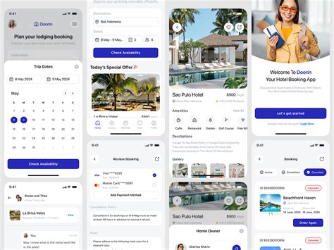 Doorin Hotel Booking Mobile App Design Template Ui Components By