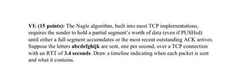 Solved VI 15 Points The Nagle Algorithm Built Into Most Chegg