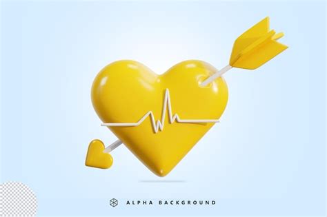 격리 된 배경에 사랑 화살표 3d 아이콘 렌더링 프리미엄 Psd 파일