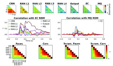 representational similarity analysis the top row shows rdms from cnn