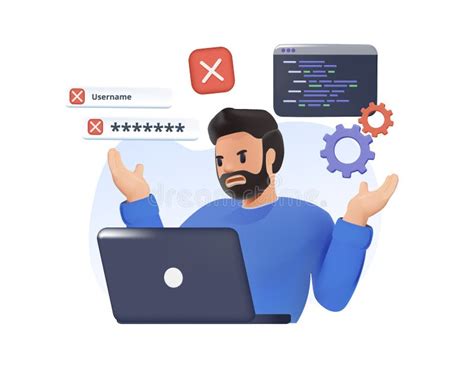 Software Problems Isolated 3d Realistic Cartoon Vector Illustrations