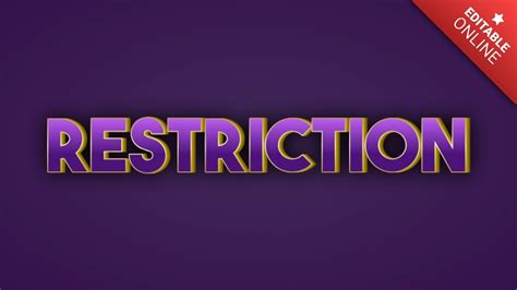 Restriction Золотой фиолетовый 3d текст Генератор текстовых эффектов