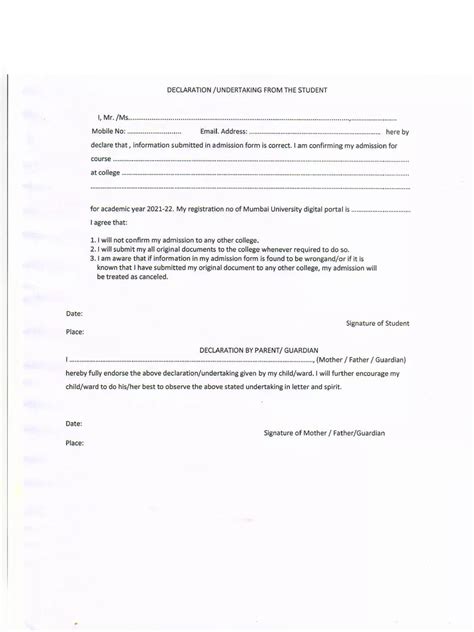 Undertaking Form Employee Pdf Instapdf