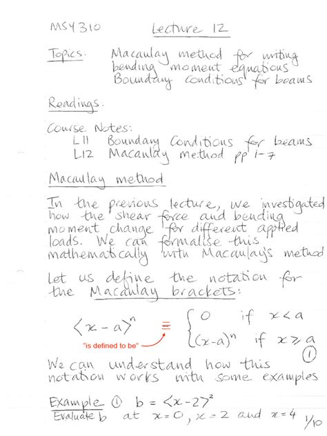 L12 Macaulays Method And Boundary Conditions Annotated Pdf