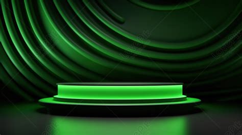 고급스러운 네온 그린 3d 제품 쇼케이스 질감 있는 물결 모양 배경의 매끄러운 실린더 제품 디스플레이 배경 물결 배경 지휘대 배경 이미지 Hd 제품 디스플레이