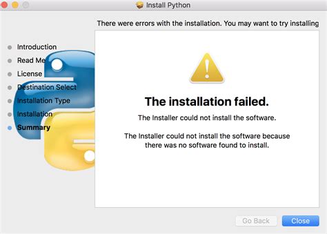 Macos Python Installation Failed The Installer Could Not Install The Software Stack