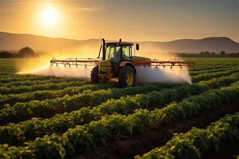 Premium Ai Image Arafed Tractor Spraying Pesticide On A Field Of
