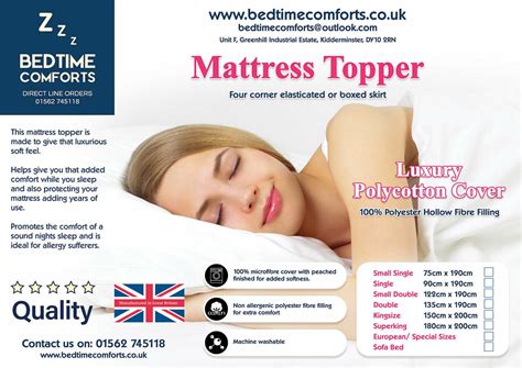 Shorty Bed Small Single Size Fitted Quilted Mattress Topper Mid