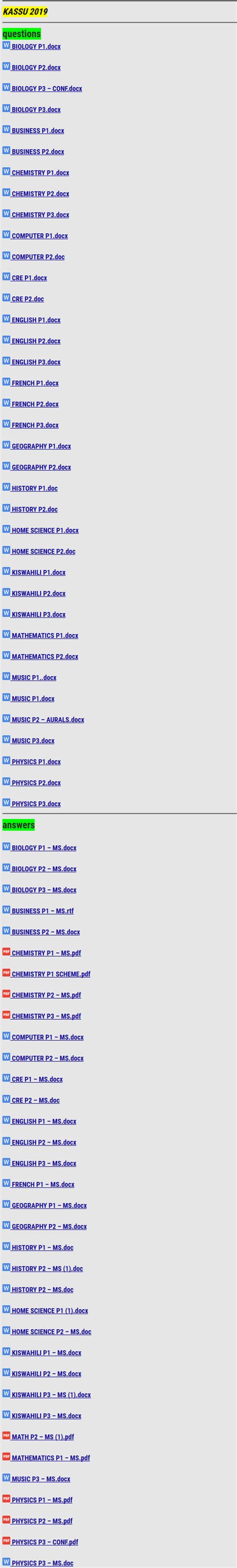 Kassu Jet 2019 Marking Scheme Kcse Revision