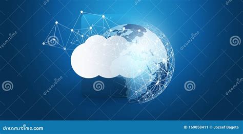 Cloud Computing Design Concept Digital Connections Technology Background With Earth Globe