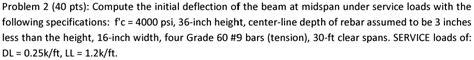 Solved Problem 2 40 Pts Compute The Initial Deflection Of