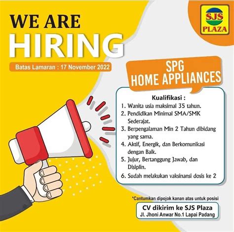 Sjs Plaza Padang Sedang Buka Lowongan Kerja Minimal Pendidikan Sma