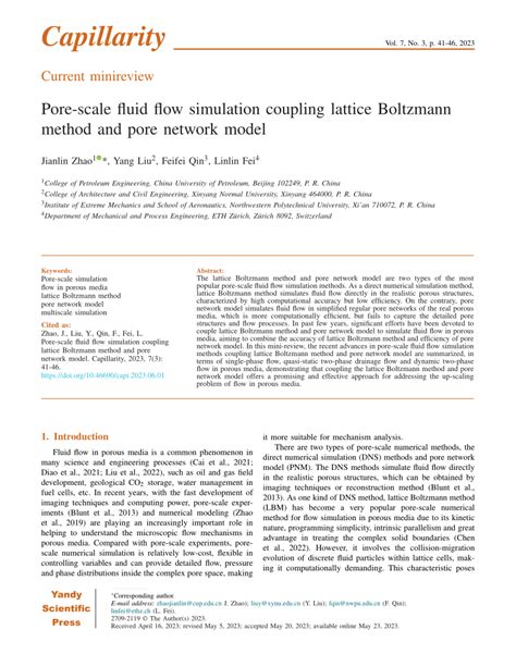 Pdf Pore Scale Fluid Flow Simulation Coupling Lattice Boltzmann Method And Pore Network Model