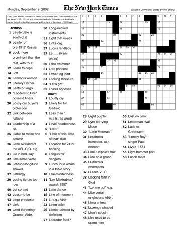 The New York Times Crossword Puzzle New York Times Crossword Answers