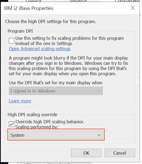 Ibm I2 Ibase Experiences Display Issues When Using High Resolution Or High Dpi Displays