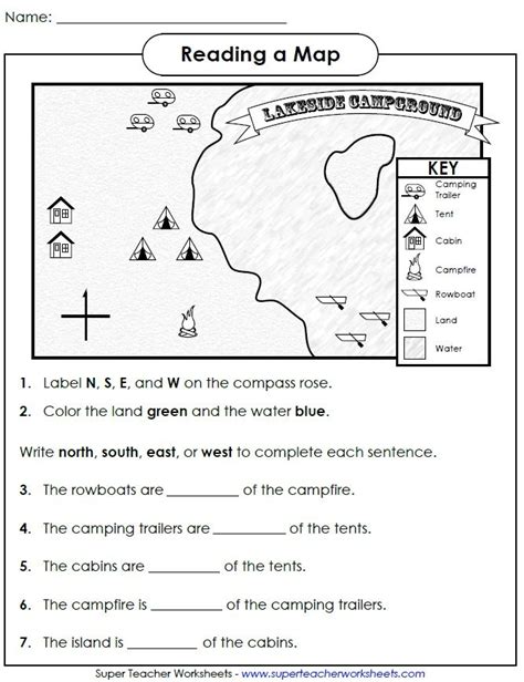 Reading A Map Worksheet St Grade