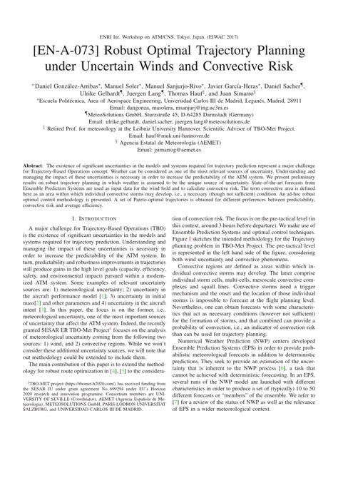 Pdf Robust Optimal Trajectory Planning Under Uncertain Winds And Convective Risk