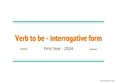 Verb To Be Interrogative Form For English Esl Powerpoints