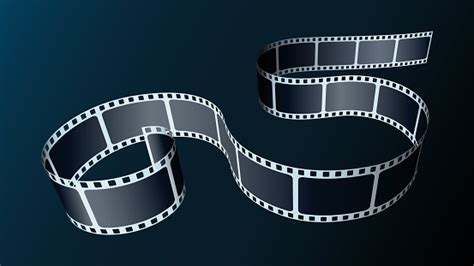 파란색 배경에 현실적인 3d 필름 스트립 영화관 시네마 배경 현대 3d 등극 필름 스트립 관점 광고용 아트 디자인 필름스트립 페스티벌 포스터 배너 전단지 용 템플릿 영화