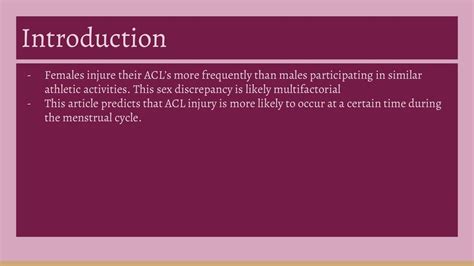 Critical Appraisal Of The Menstrual Cycle Sex Hormones And Anterior Cruciate Ligament