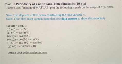 Solved Part 1 Periodicity Of Continuous Time Sinusoids 10