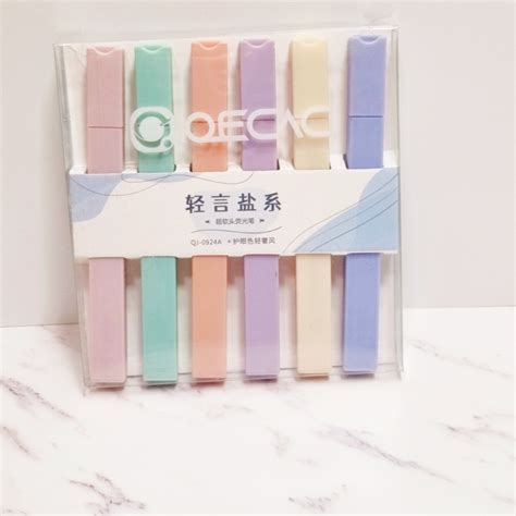 눈보호 파스텔컬러 형광펜 6종세트 양방향 마킹펜 온채널