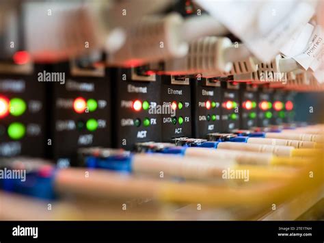 Close Up Selective Focus On Network Connection Technology Element With Network Switch Ethernet