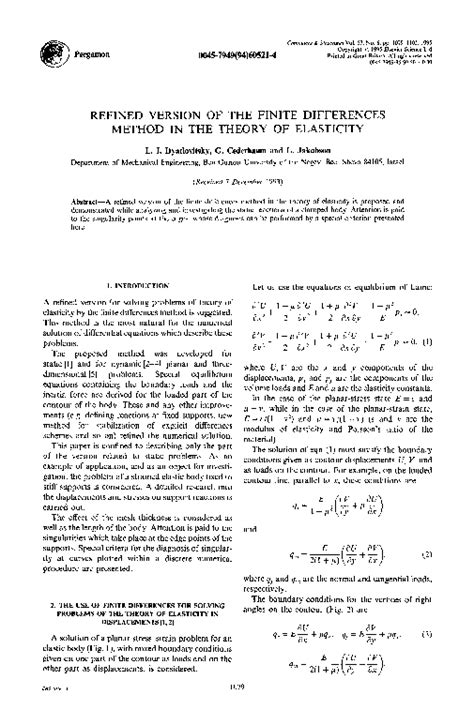 Pdf Refined Version Of The Finite Differences Method In The Theory Of