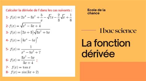 La Fonction Derivee 1bac Sc V3 Youtube
