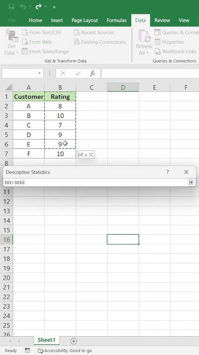 Descriptive Statistics In Excel In 60 Seconds Dataanalysis Excel Youtube