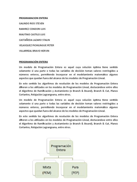 Programacion Entera Pdf Programación Lineal Optimización Matemática