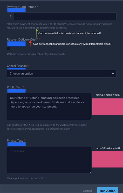 Actions With Stacked Fields Inconsistent Spacing And Field Widths · Issue 4519 · Laravelnova