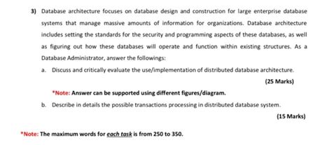 Solved Database Architecture Focuses On Database Design Chegg