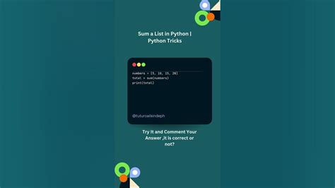 Python Tricks 36 Sum A List In Python Easy Code Shorts Viral Tricks Youtube