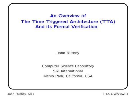 Ppt An Overview Of The Time Triggered Architecture Tta And Its Formal Powerpoint