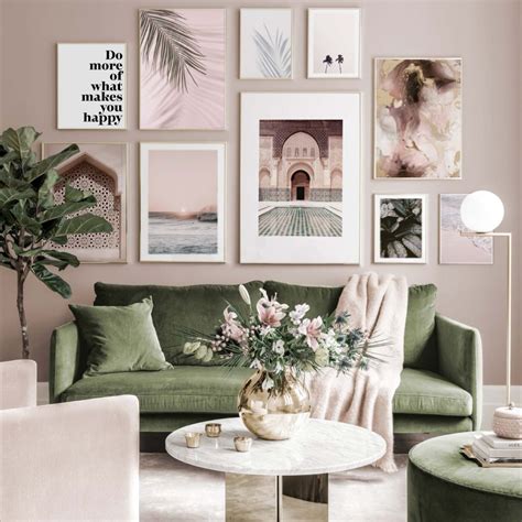 Скандинавская модная галерея постеров на стену в интерьер Gallery Wall Living Room Wall Decor