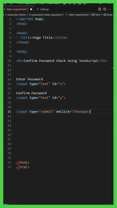 🔐 Confirm Password Validation With Javascript In Seconds Shorts Javascript Youtube