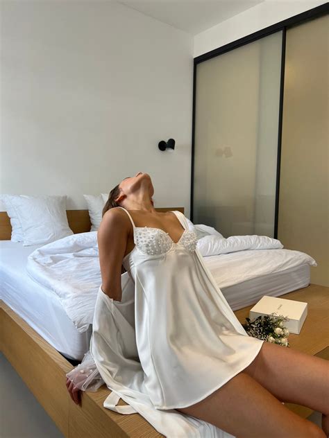White Bridal Silk Slip Dress With Pearls Honeymoon Sexy Etsy