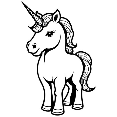 Unicorn Drawing Vector Realistic Outline Line Transpiderarent