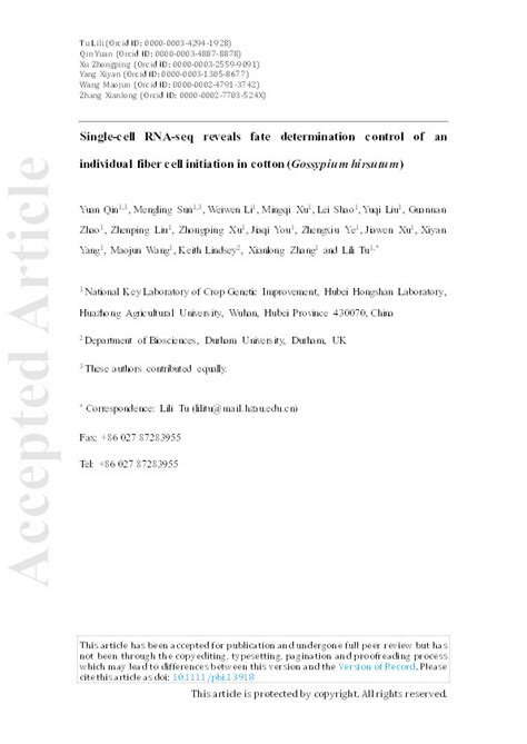 Single Cell Rna Seq Reveals Fate Determination Control Of An Individual Fiber Cell Initiation In