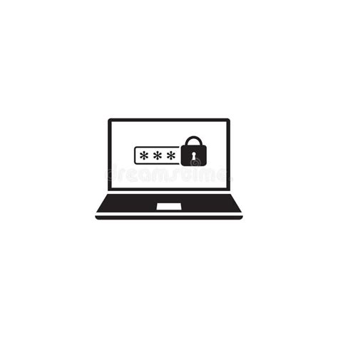 Laptop With Password Notification And Lock Line Icon Isolated Concept Of Security Personal