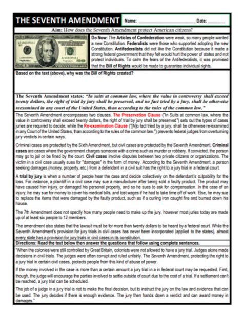 The Seventh Amendment Of The Bill Of Rights The Right To A Civil Trial