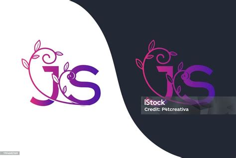 뷰티 퍼플 그라데이션 꽃 이니셜 Js 아이콘 디자인 벡터 로고 템플릿 0명에 대한 스톡 벡터 아트 및 기타 이미지 0명 가을 골동품 Istock