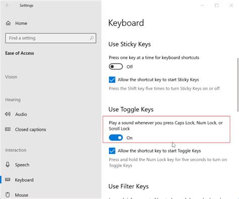 Schakel Caps Lock Num Lock Geluid Of Visuele Meldingen In Windows 10