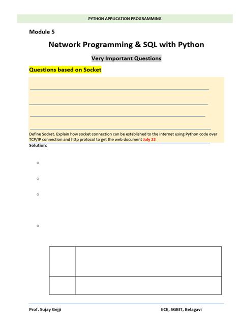 Python Module 5 Vtu Qp Solution Pdf Network Socket Sql