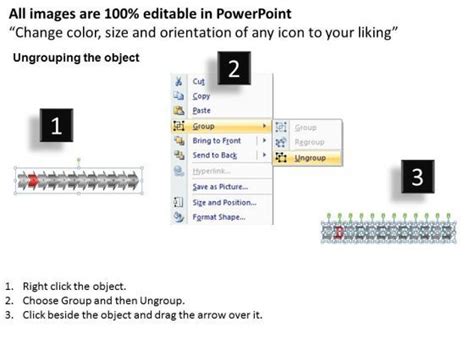 Regular Demonstration Using Horizontal Arrows Stages Visio Flow Charts PowerPoint Slides